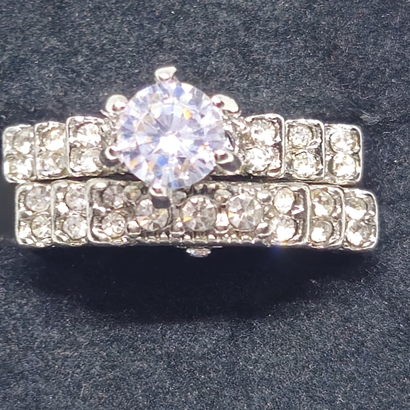 Jewelry | Clear Stone Double Band Wedding Ring Wedding Ring And ...